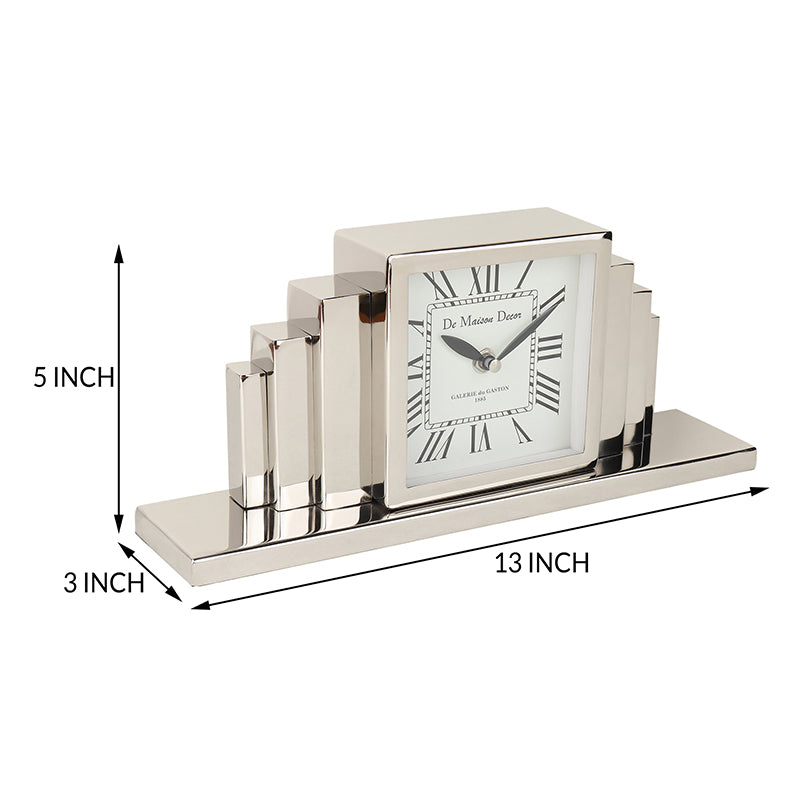 Grande Analog Table Clock - Silver | Vaaree